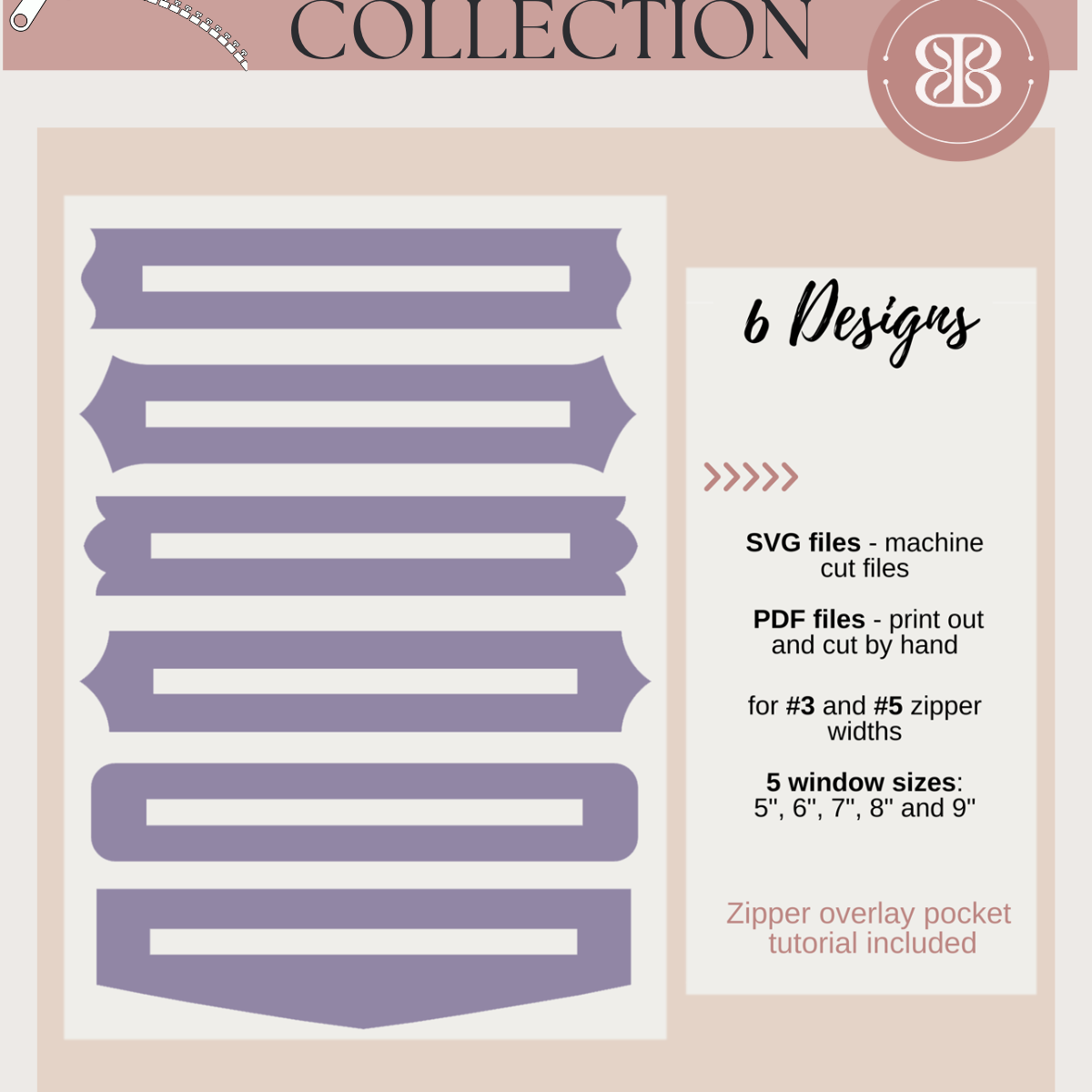 Zipper Overlay Templates - Petal Sewing Patterns